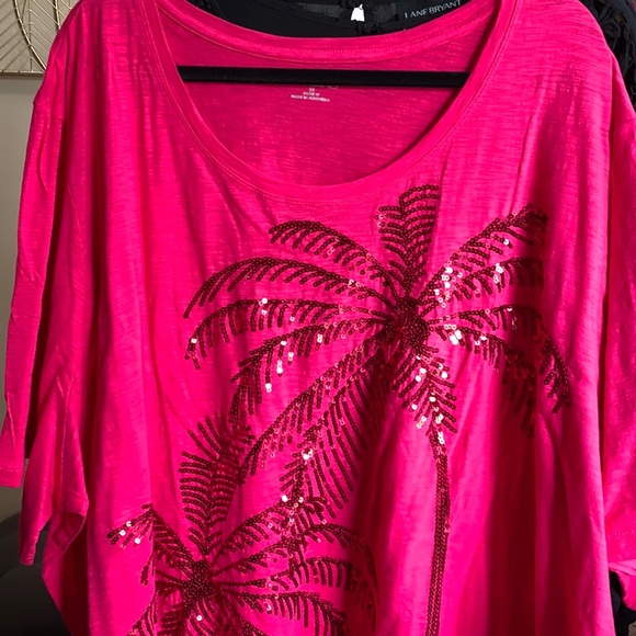 Catherines | Tops | Catherines Sequin Palm Trees 5 X Hot Pink Nwot ...